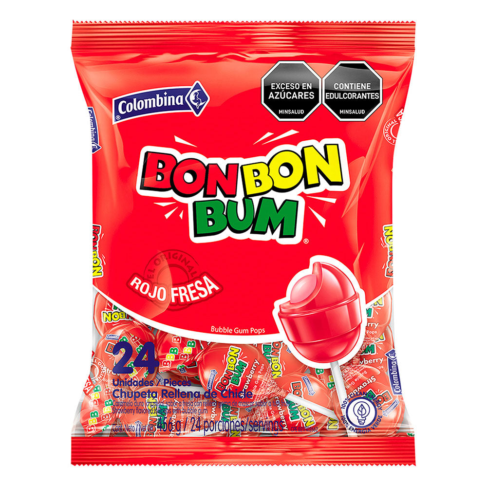 BON BON BUM sabor fresa con chicle x 24un — BALLOONS BOGOTA