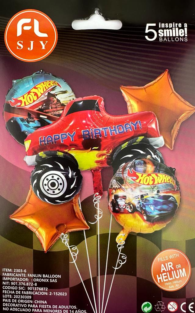 Bouquet de Globos Formula 1 Hot Weels X 5 Piezas — BALLOONS BOGOTA