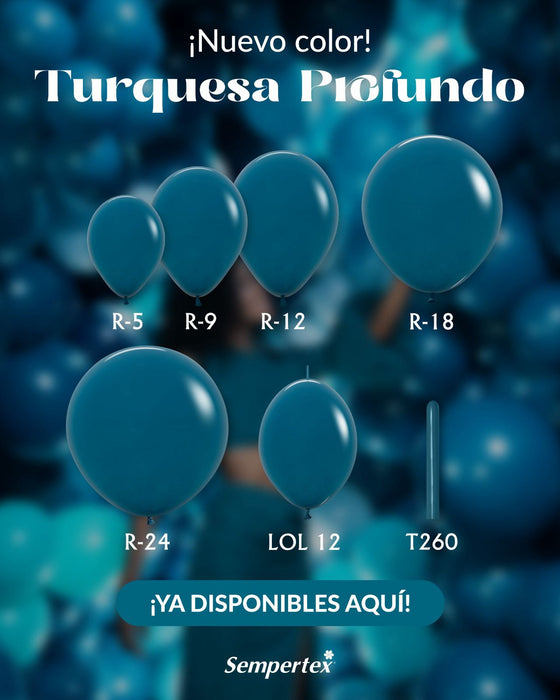 Globo Turquesa Profundo Fashion R9 X 50 Unidades Sempertex — BALLOONS ...