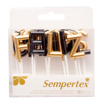 Velitas Letras Feliz Cumpleaños Metal Dorado / Negro x 1 Unidad Semper ...